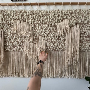 A Large Scale Monochrome Wool Wall Decoration, Tapestry, Fiber Art in ...