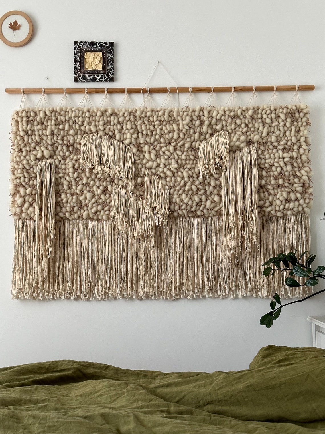 A Large Scale Monochrome Wool Wall Decoration, Tapestry, Fiber Art in ...