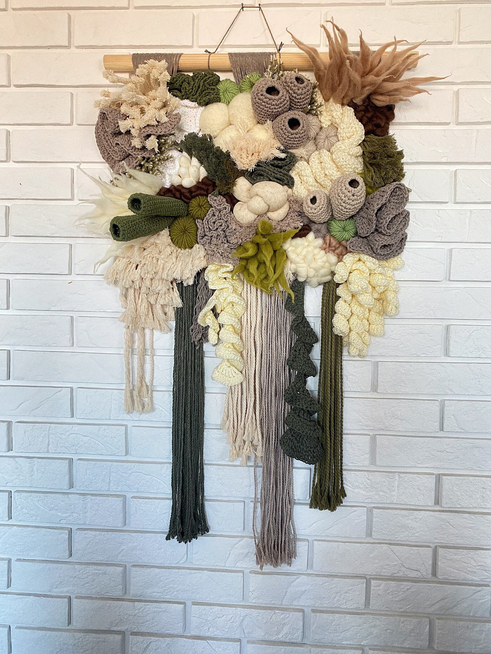 Unique Coral Reef Wall Art Hanging With Crocheted and Knitted - Etsy