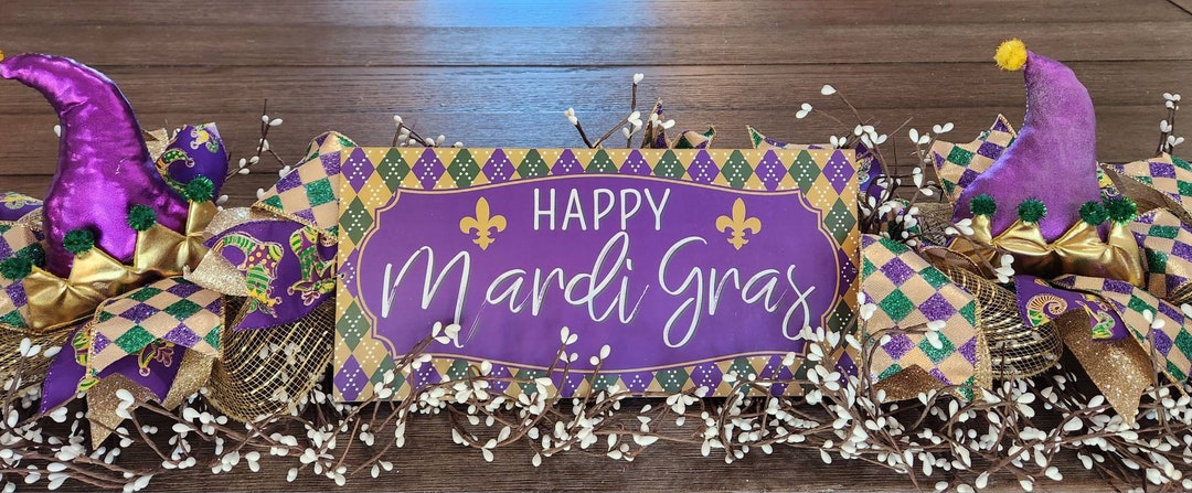 Mardi Gras Garland, Mardi Gras Mantle Garland, Mardi Gras Table Runner ...