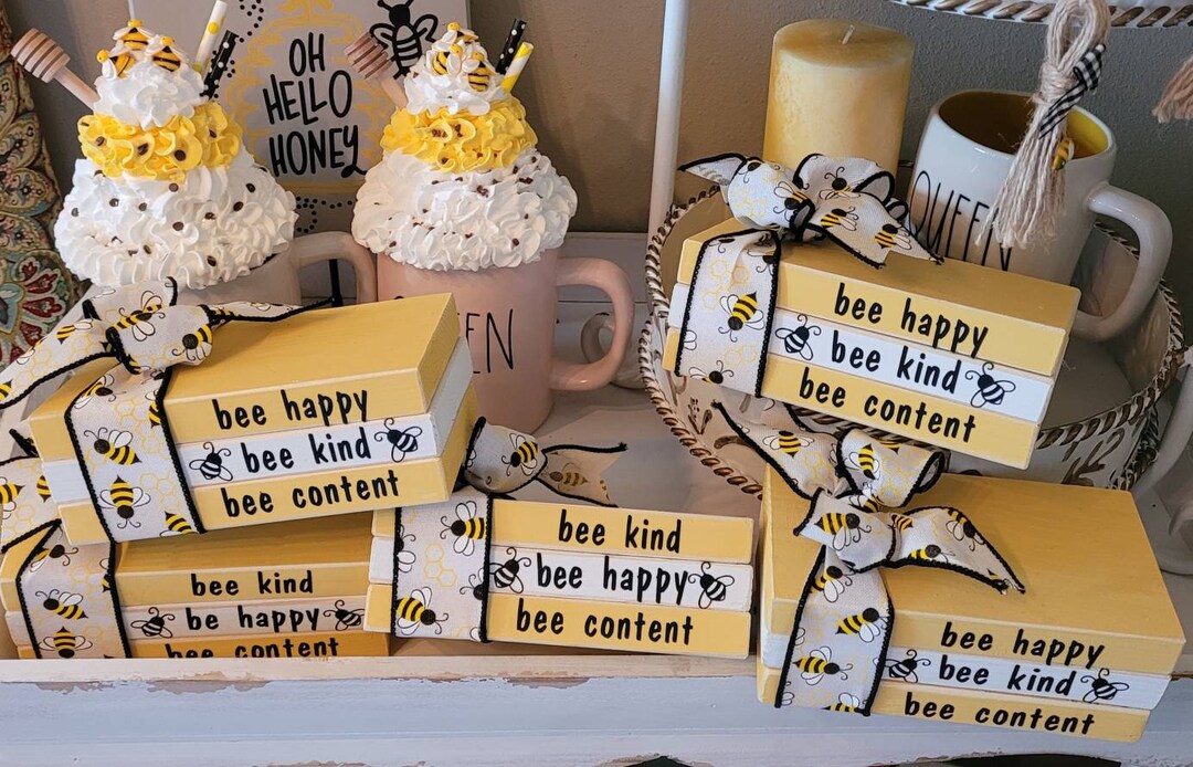 Bee Wood Stacks, Bumblebee Wood Stacks, Bee Tiered Tray Decor, Faux ...