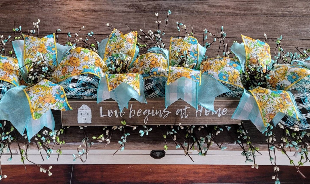 Floral Garland for Mantle, Spring and Summer Garland, Daisies Spring ...