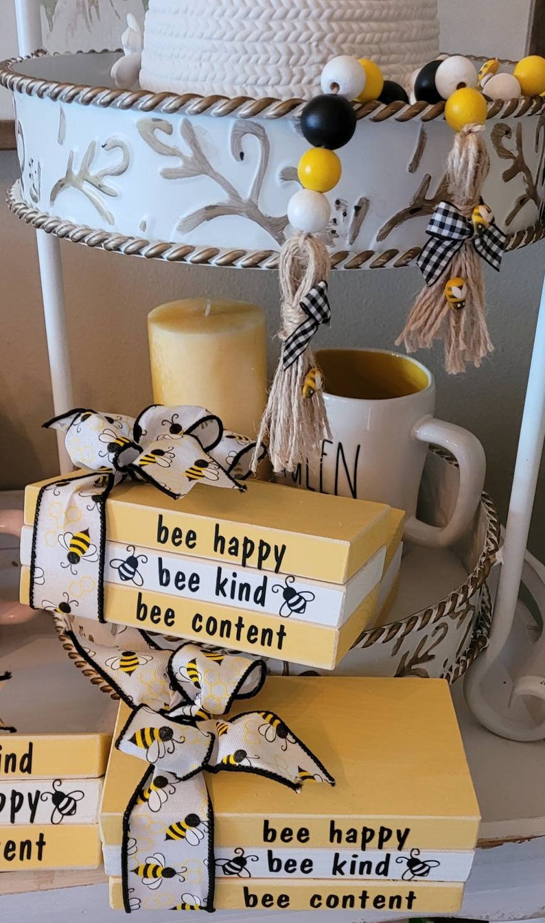 Bee wood stacks Bumblebee wood stacks bee tiered tray decor | Etsy