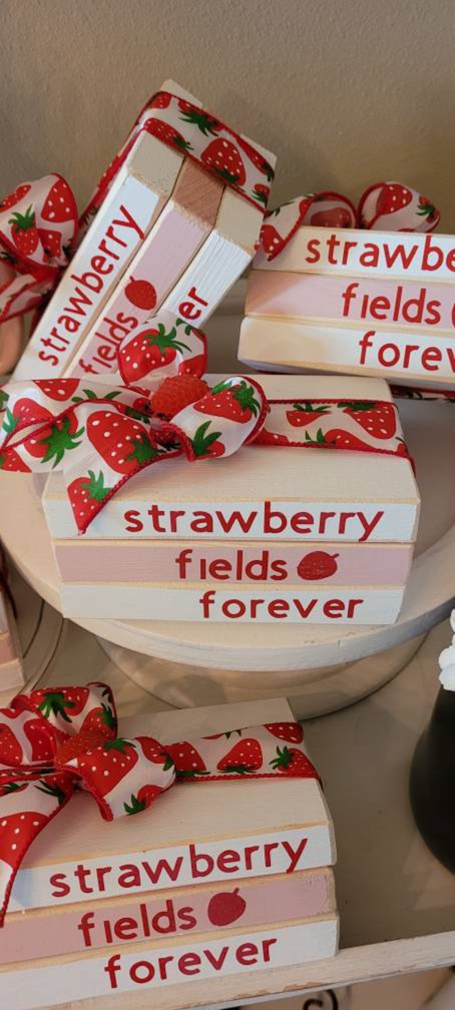 Strawberry Book Stacks Strawberry Wood Stacks Strawberry - Etsy
