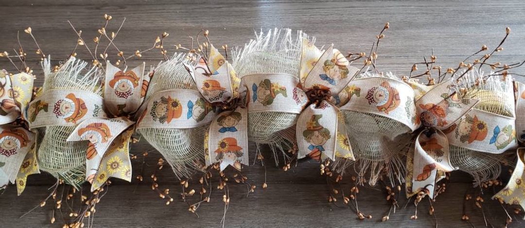 Fall Garland, Fall Mantle Garland, Fall Mantel Garland, Scarecrow ...