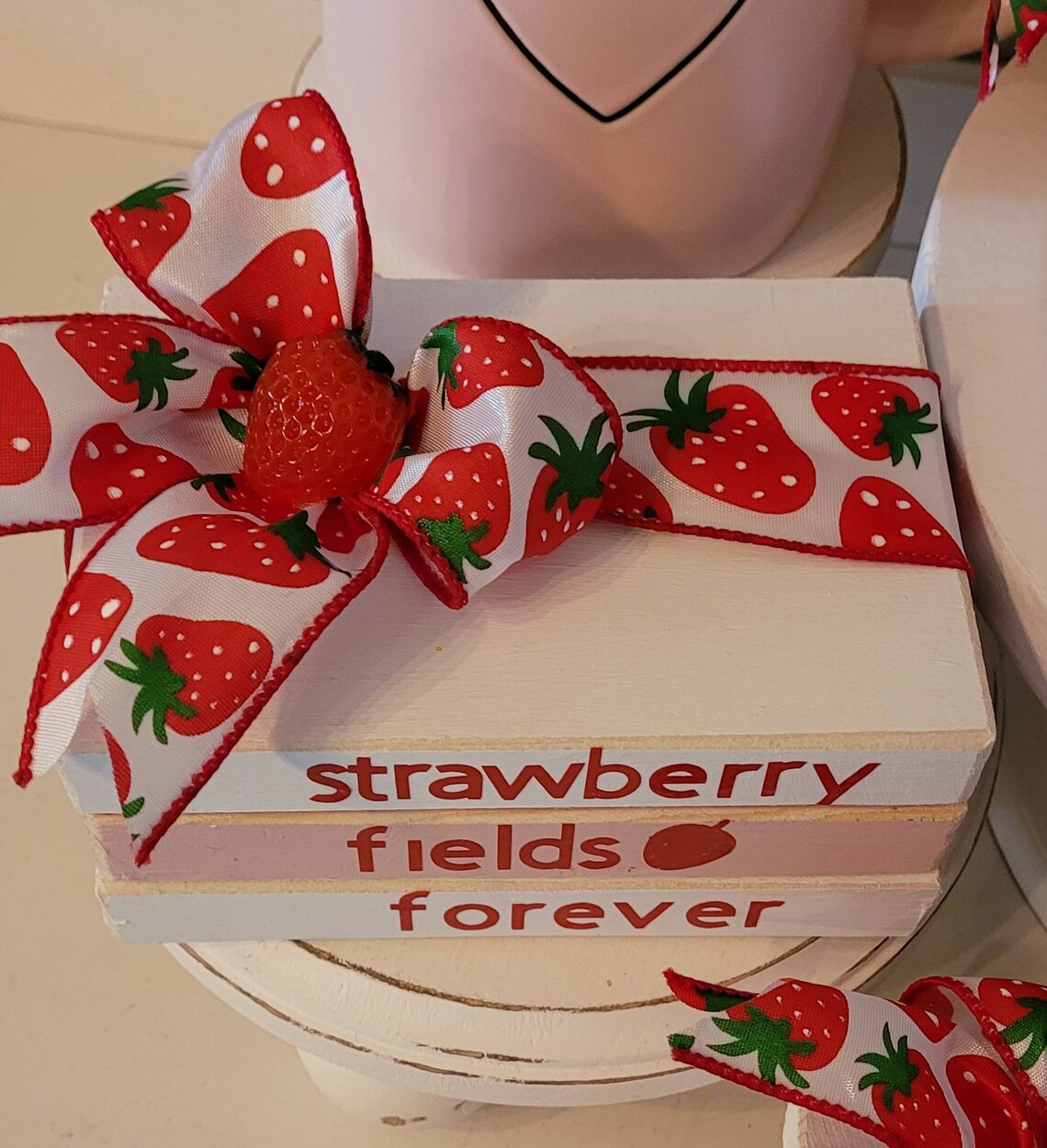 Strawberry Book Stacks Strawberry Wood Stacks Strawberry - Etsy