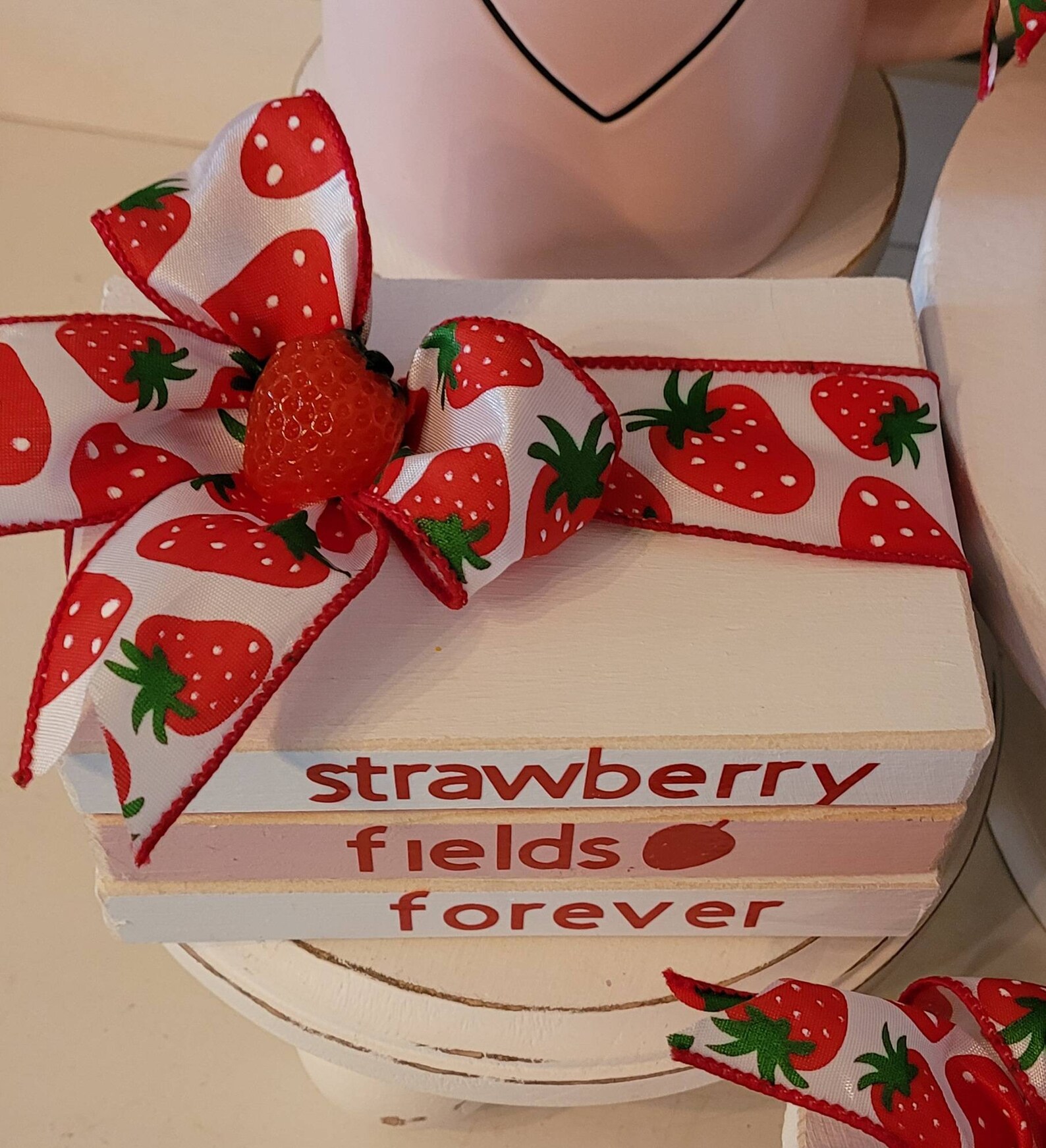 Strawberry Book Stacks Strawberry Wood Stacks Strawberry - Etsy