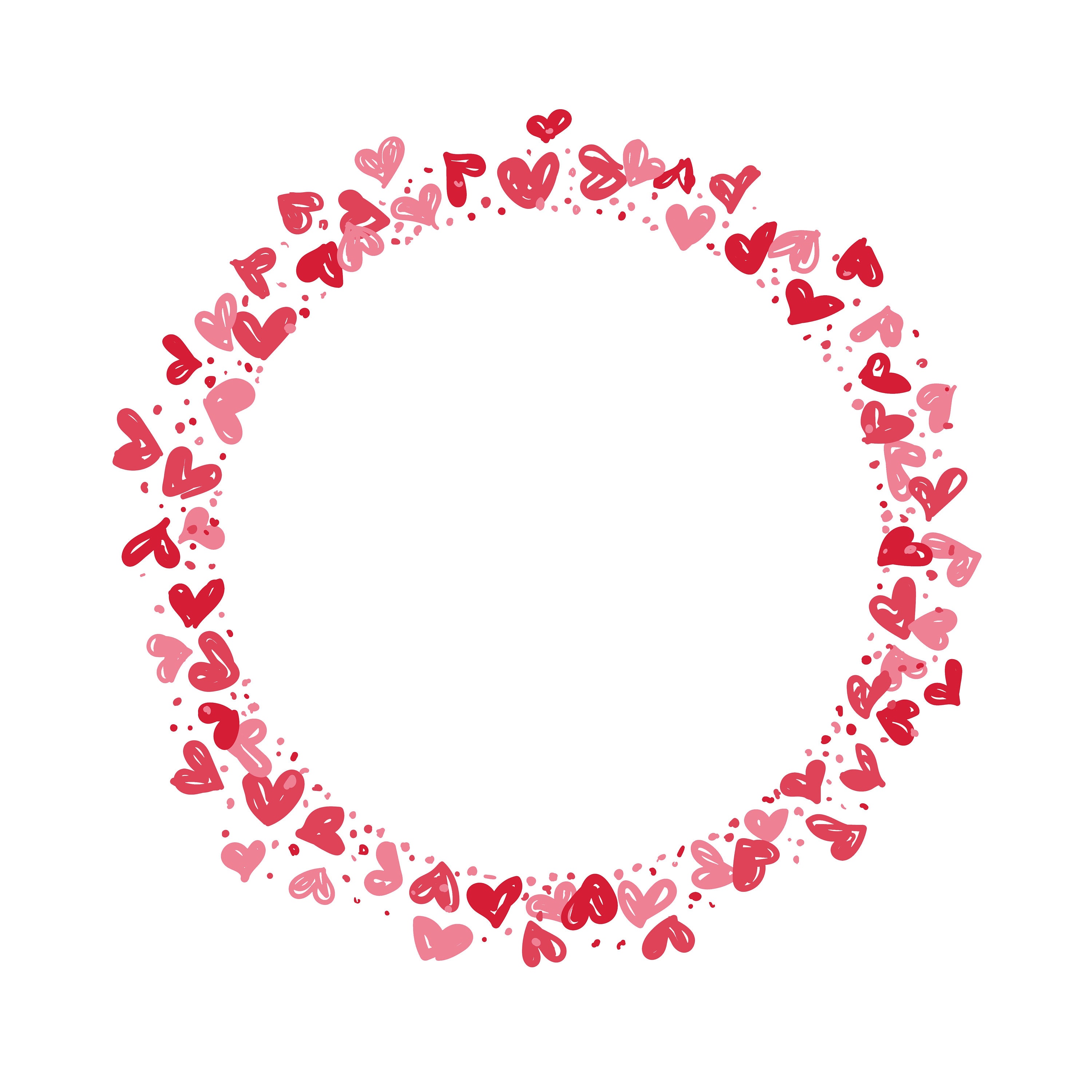Red Heart Wreath Border Design JPG SVG PNG Digital Download Circle ...