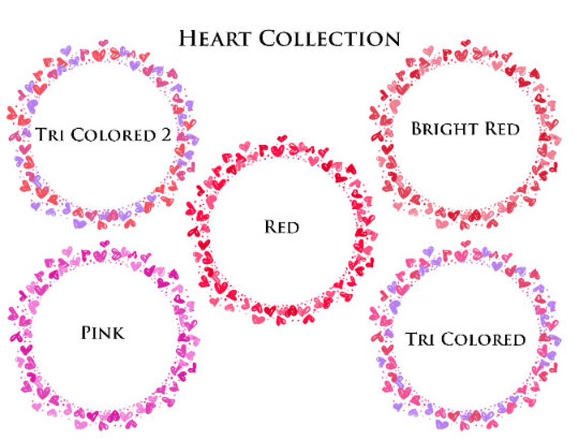 Tri-color Heart Wreath Border Design JPG SVG PNG Digital - Etsy
