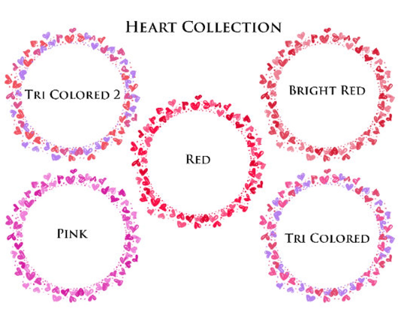 Tri-color Heart Wreath Border Design JPG SVG PNG Digital - Etsy