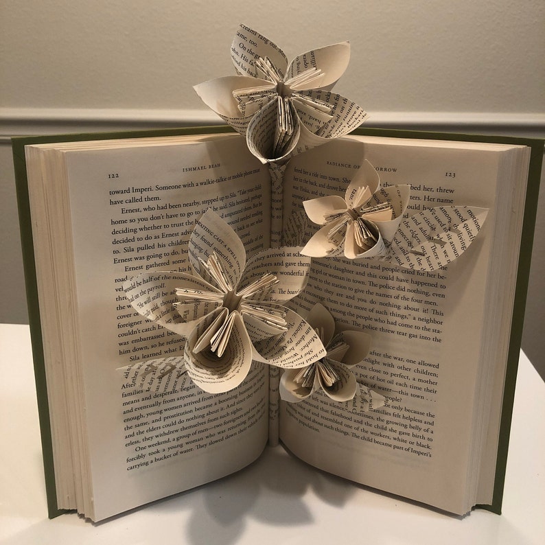 Custom Folded Flower Book Art Sculpture Bookshelf Decor - Etsy
