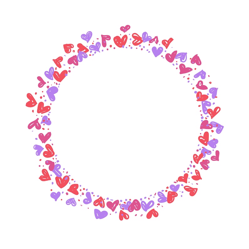 Tri-color Heart Wreath Border Design JPG SVG PNG Digital - Etsy