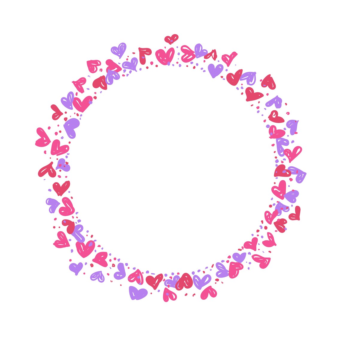 Tri-color Heart Wreath Border Design JPG SVG PNG Digital Download ...