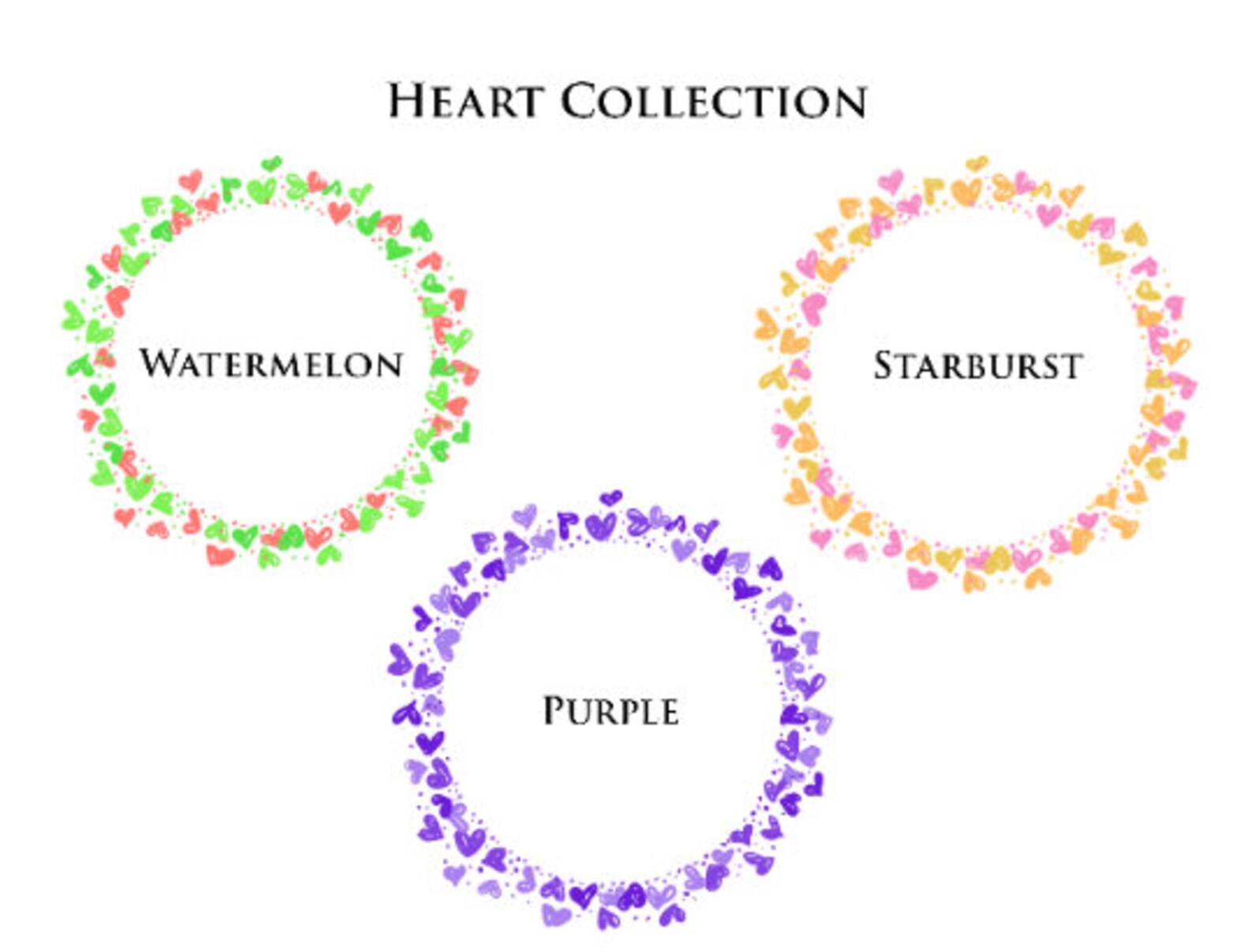 Tri-color Heart Wreath Border Design JPG SVG PNG Digital - Etsy