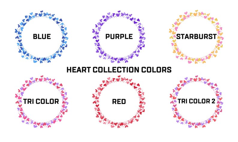 Tri-color Heart Wreath Border Design JPG SVG PNG Digital Download ...