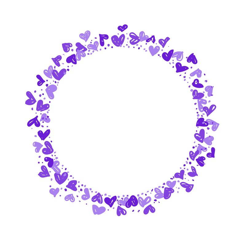 Purple Heart Wreath Border Design JPG SVG PNG Digital Download Circle ...
