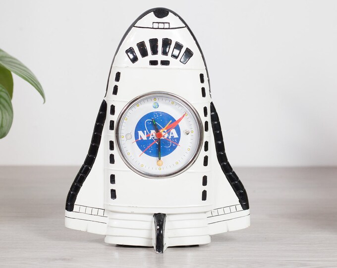 Nasa Spaceship Clock Space Shuttle Rocket Alarm Clock Battery Operated ...