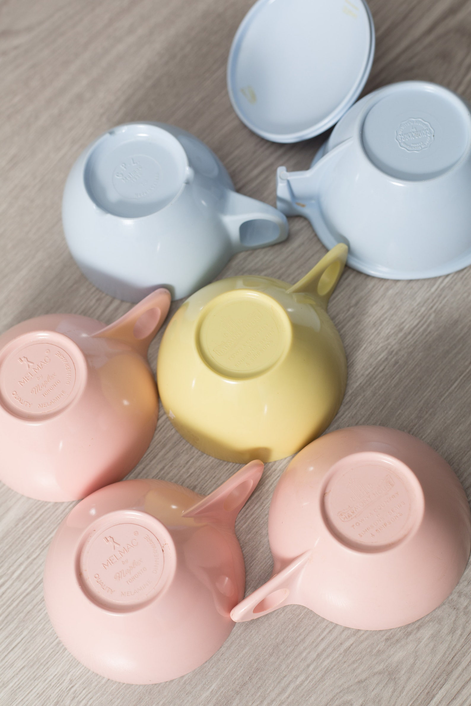 Vintage 6 Piece Set of Pastel Blue Pink and Yellow Melmac Tea | Etsy