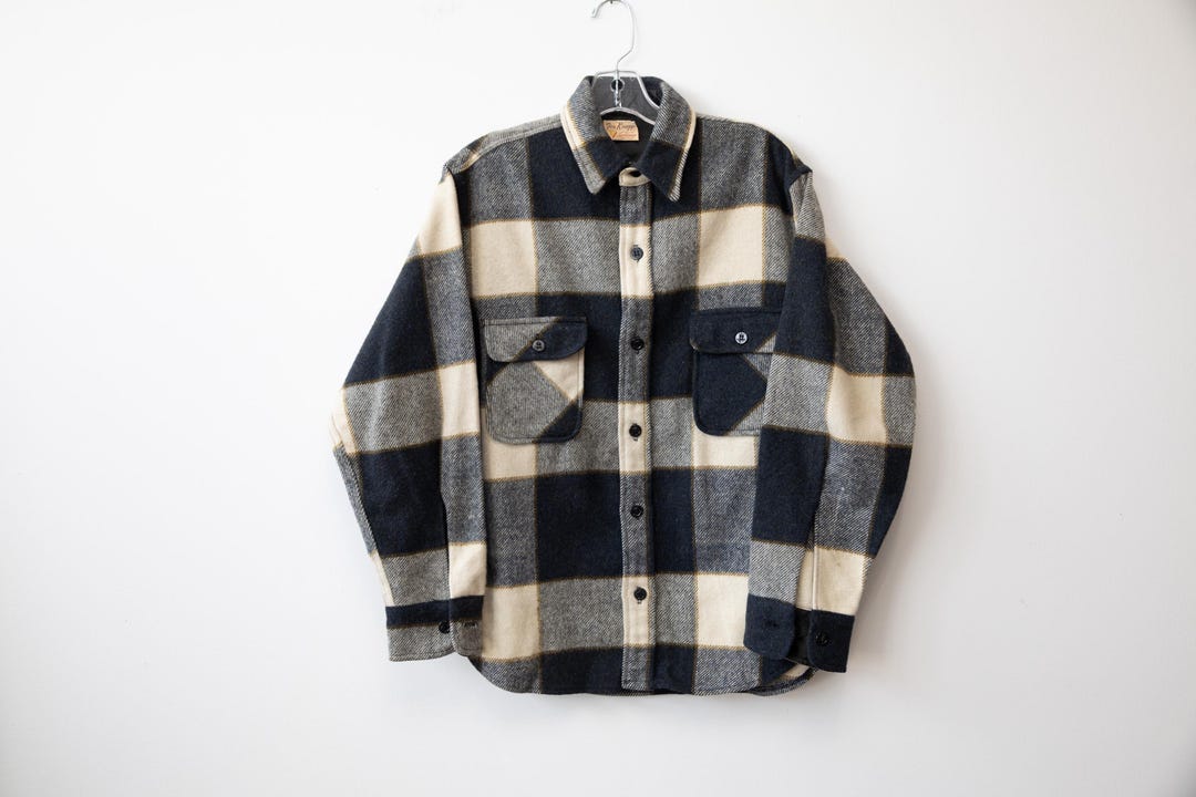 1950s / Early 1960s Fox Knapp Buffalo Plaid Wool Work Shirt Jacket ...
