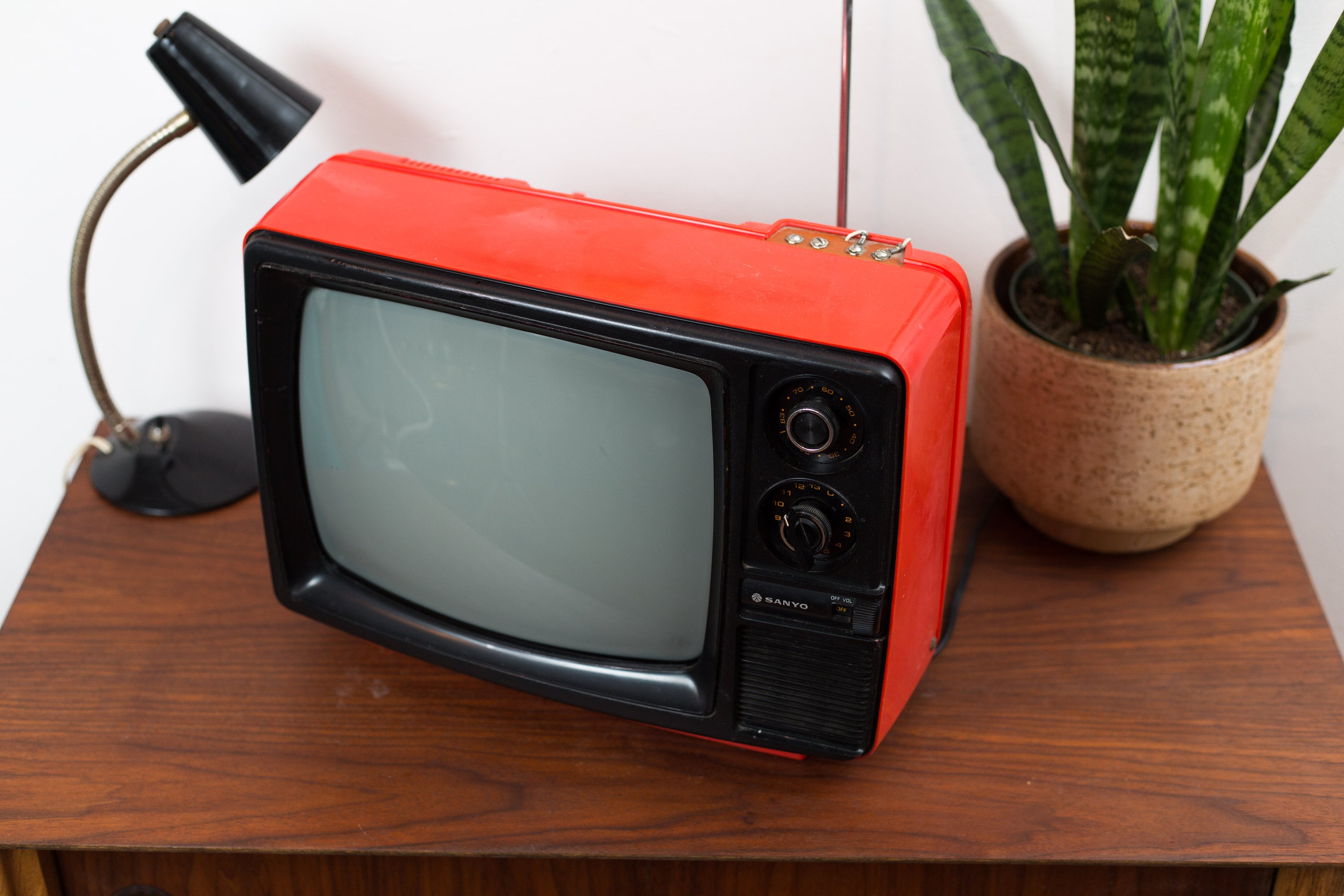 Vintage Orange Television Retro Small Sanyo Analogue TV Made In vintage-orange-television-retro-small-sanyo-analogue-tv-made-in