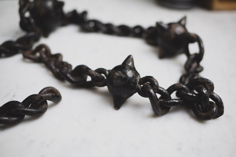 Antique Chain Shot Black Iron Chain and Spiked Ball | Etsy