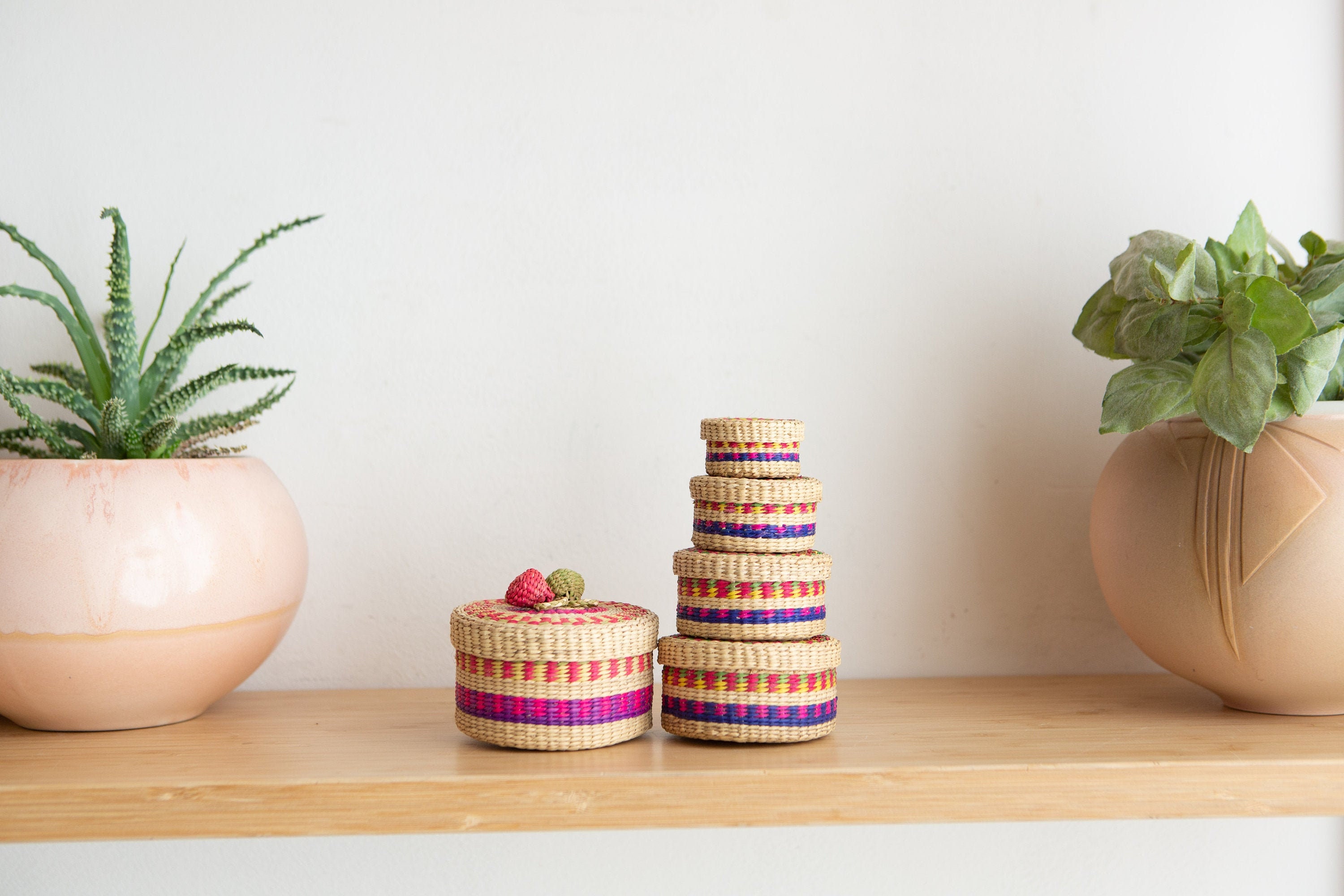 Vintage Nesting Basket Set - Modern Boho Decor - Muted Sisal / Rattan ...