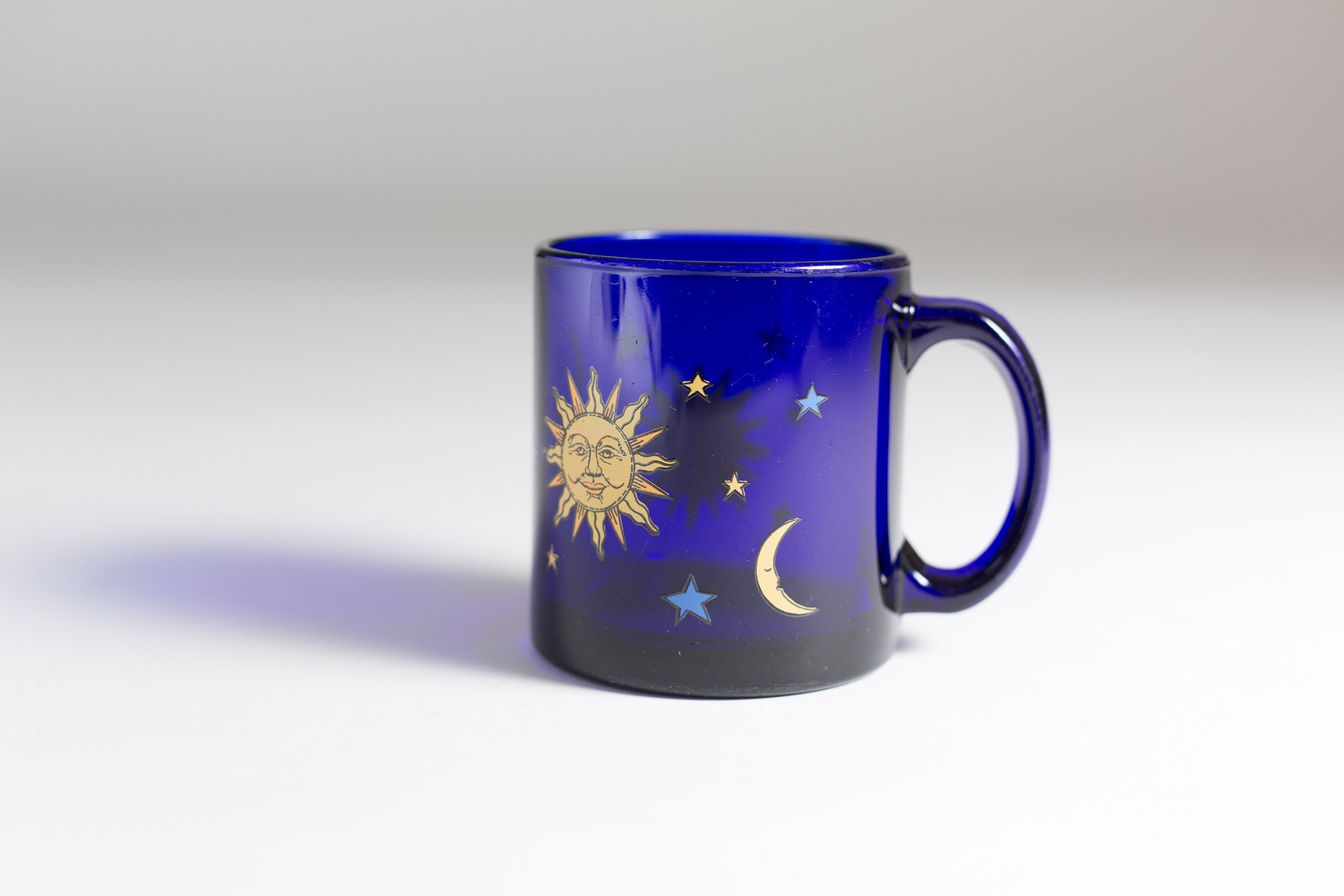Collectibles Vintage *** CELESTIAL SUN MOON STAR *** Libbey Cobalt Blue ...