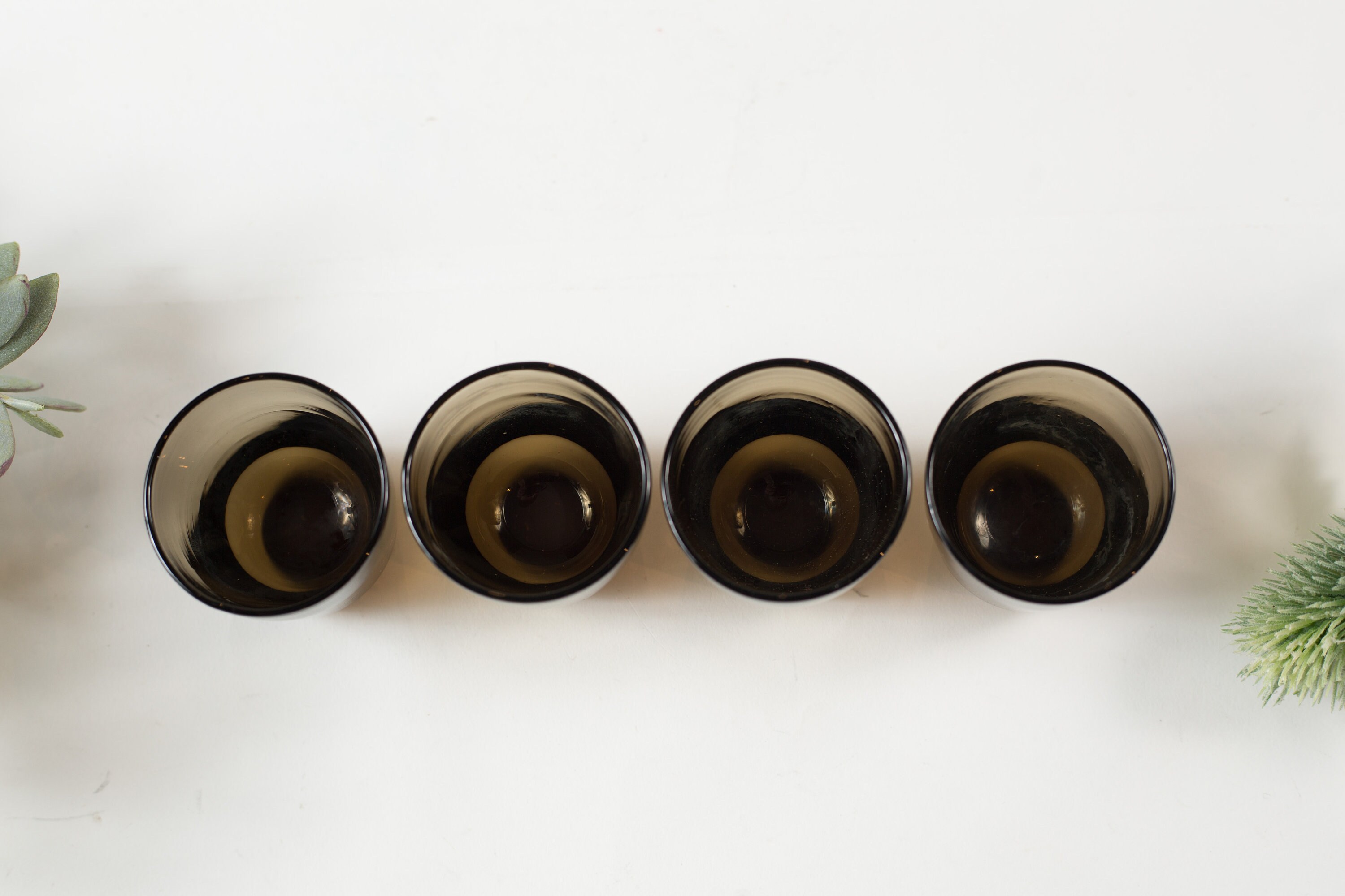 Smokey Brown Shot Glasses Set Of 4 Retro Mad Men Glassware Barware