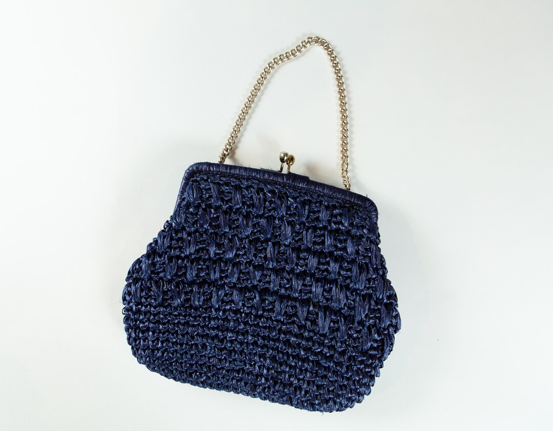 Handmade Macrame Purse Vintage Blue Boho Bag Hand Knotted Stylish ...