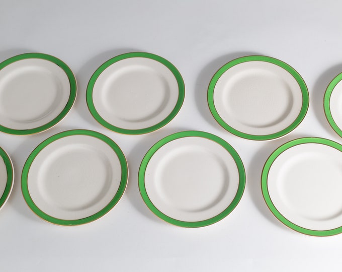 7 Queens Green Solian Ware Antique Side Plates - Set of English Plates ...