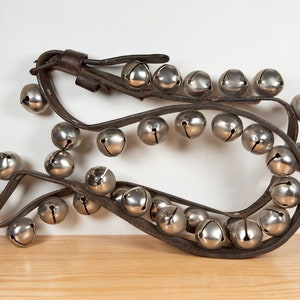 Antique Leather Horse Harness Sleigh Bells - Vintage Santa's Reindeer ...