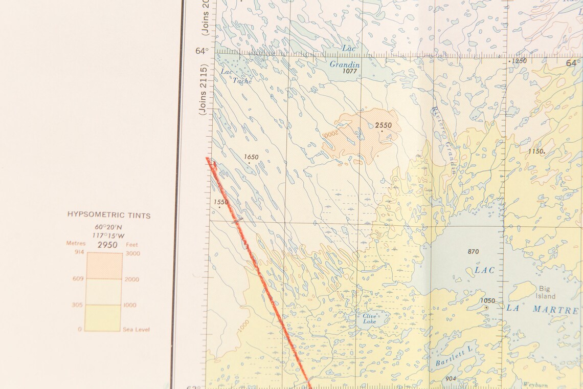 Vintage Map of Slave River Northwest Territories Canada | Etsy