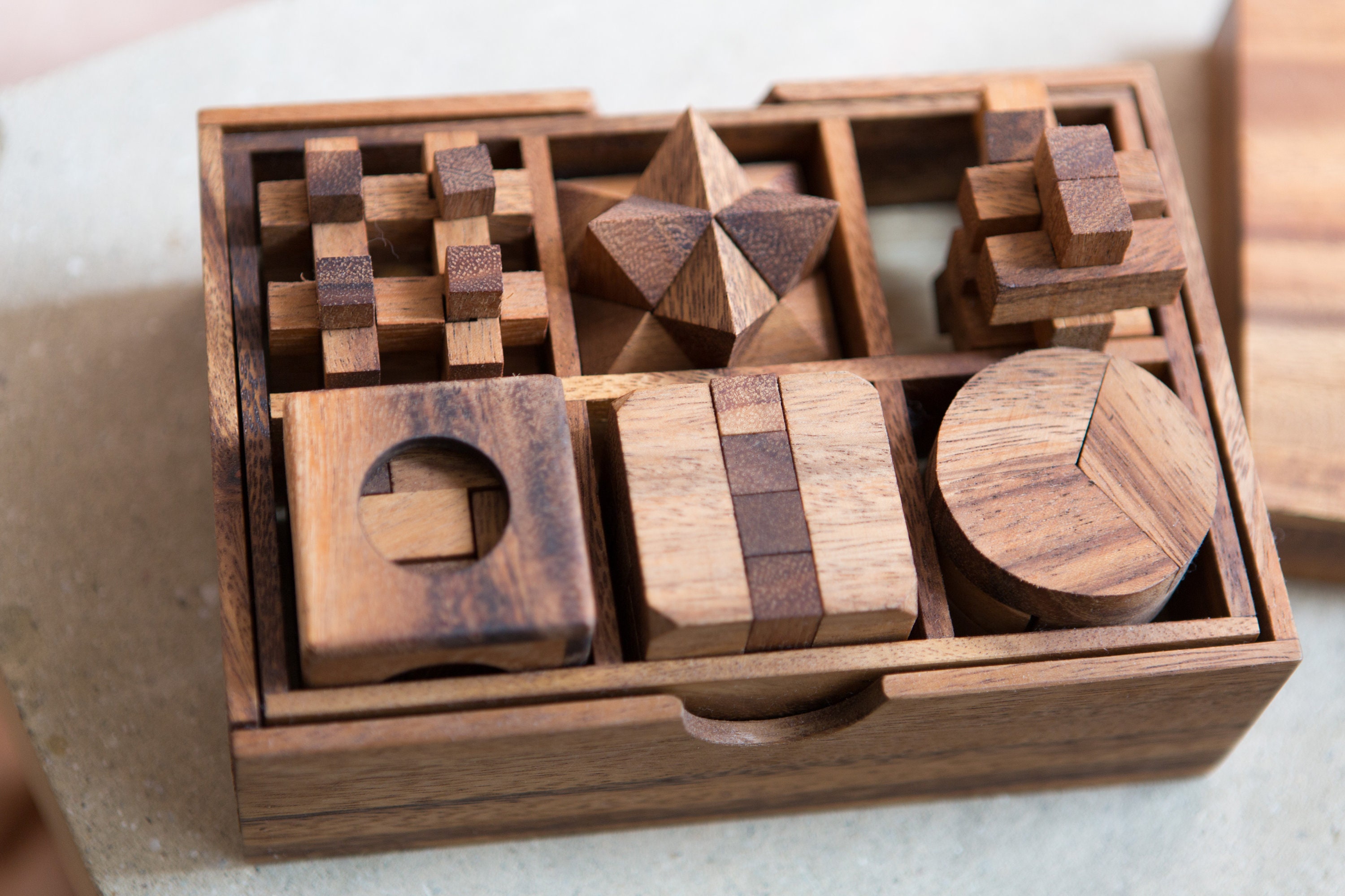 4 Wood Puzzles NOVICA Artisan Made Wood Blocks Adult Or Kids Toys