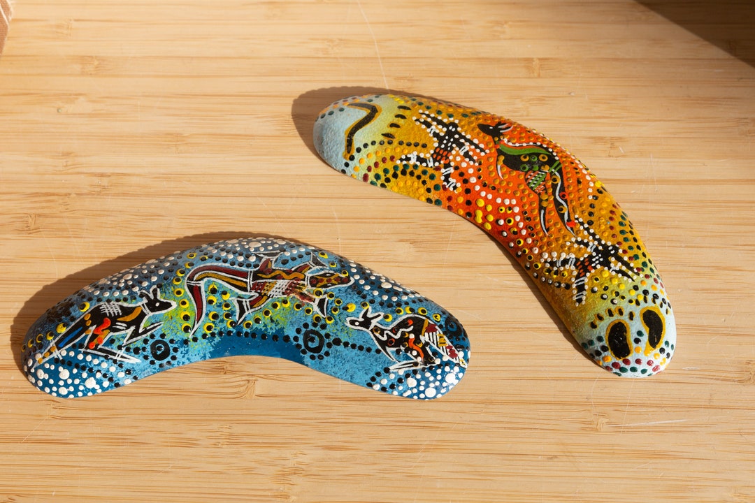 Vintage Wood Boomerangs Pair of Hand-carved and Painted Dot - Etsy