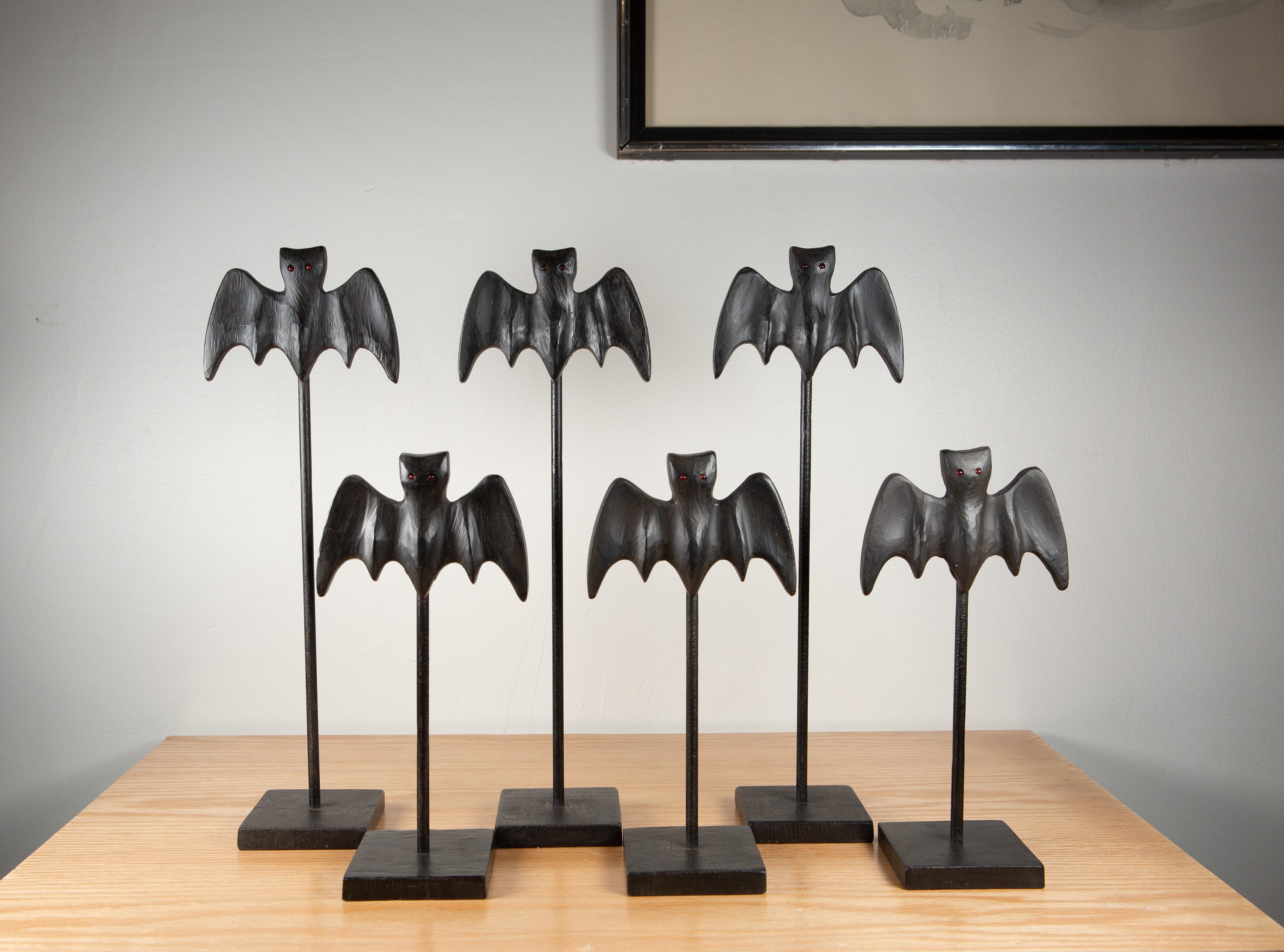 6 Rare Pottery Barn Cast Iron Bat Halloween Tea Light Candle Holders