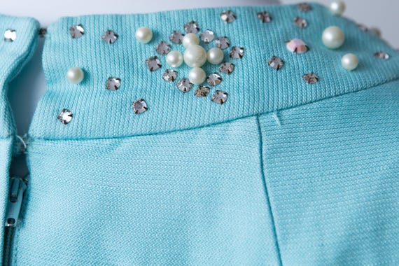 1960s Franklin Simon Aqua Blue Maxi Gown / Size S / S… - Gem