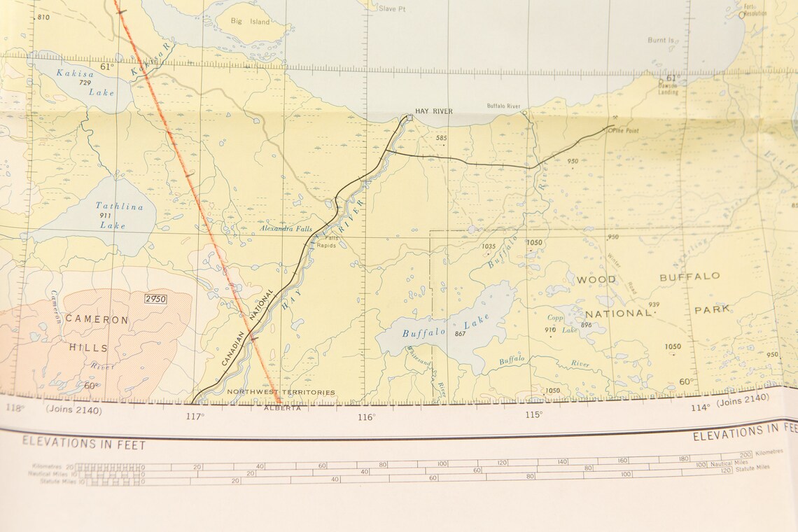 Vintage Map of Slave River Northwest Territories Canada | Etsy