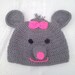 Mouse Hat - Girls Crochet Mouse Hat With Pink Bow - Kids Halloween ...