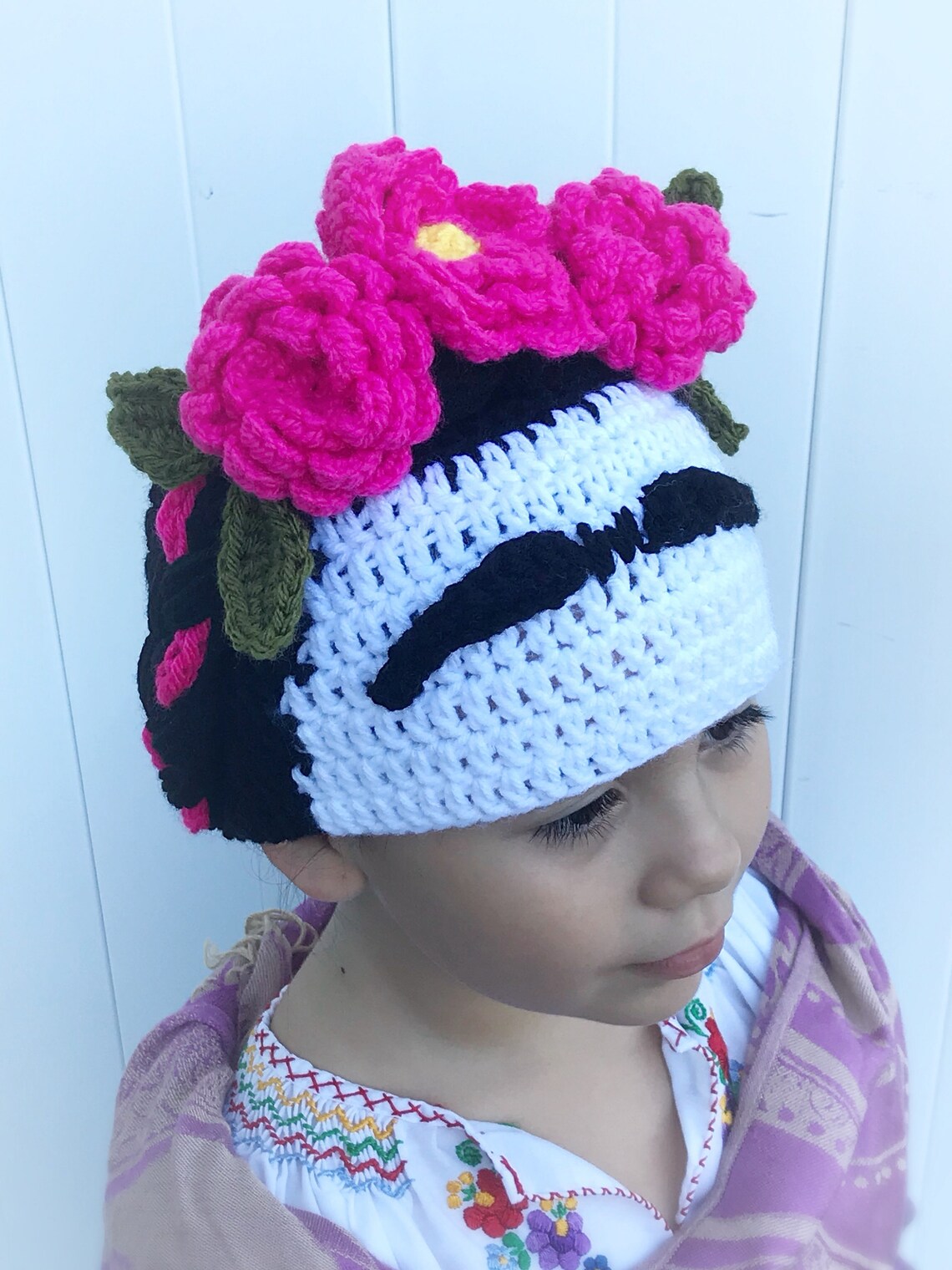 Frida Kahlo Coco Crochet Hat-skeleton Frida Kahlo Wig Frida - Etsy