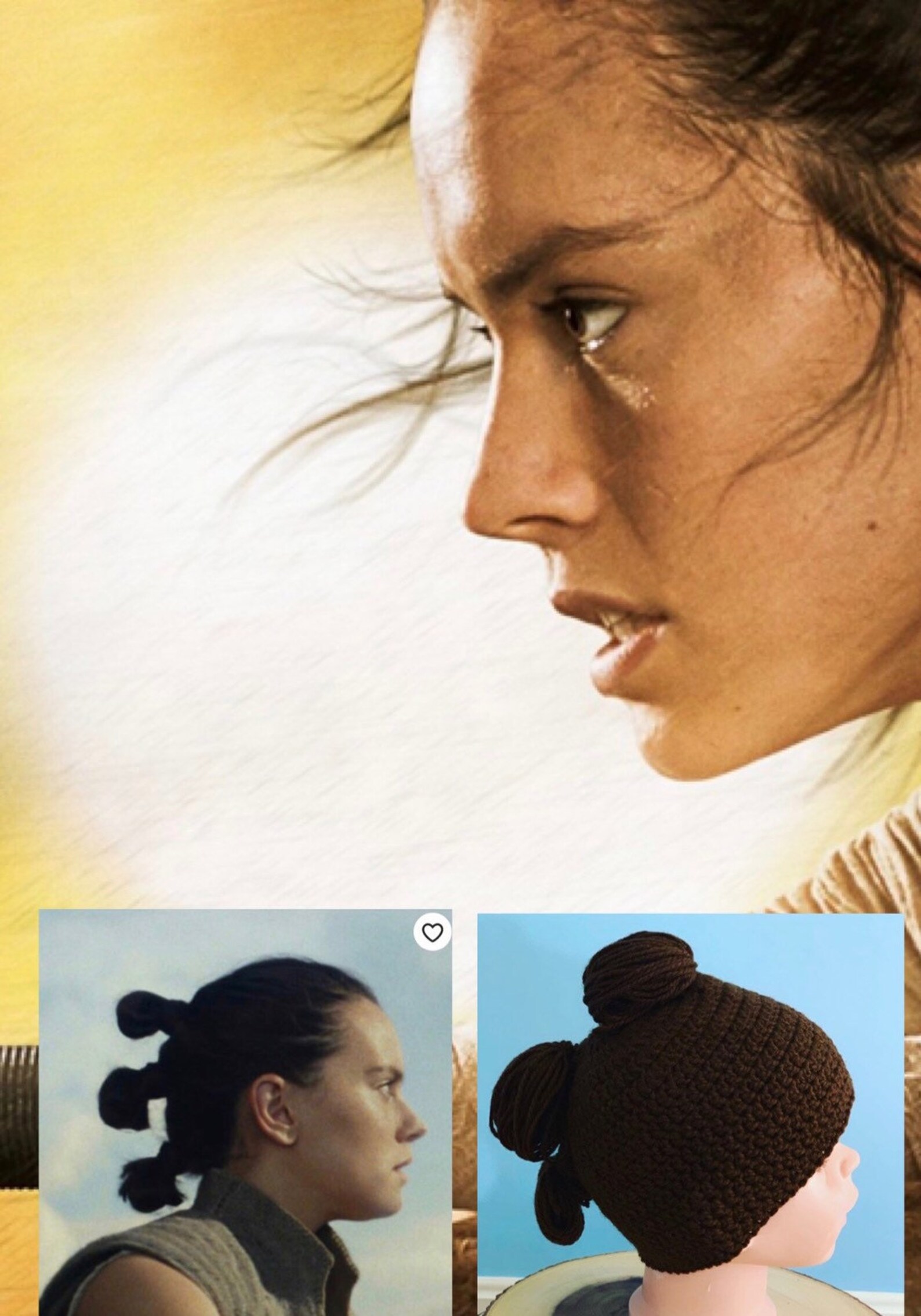Star Wars Rey Hair Triple Bun Rey Wig Crochet Star Wars Rey - Etsy