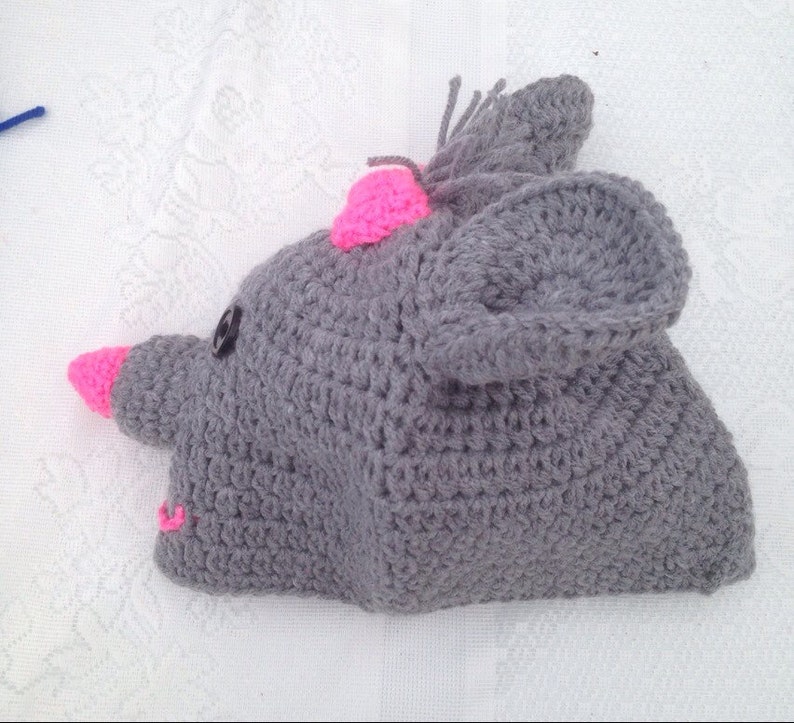 Mouse Hat - Girls Crochet Mouse Hat With Pink Bow - Kids Halloween ...