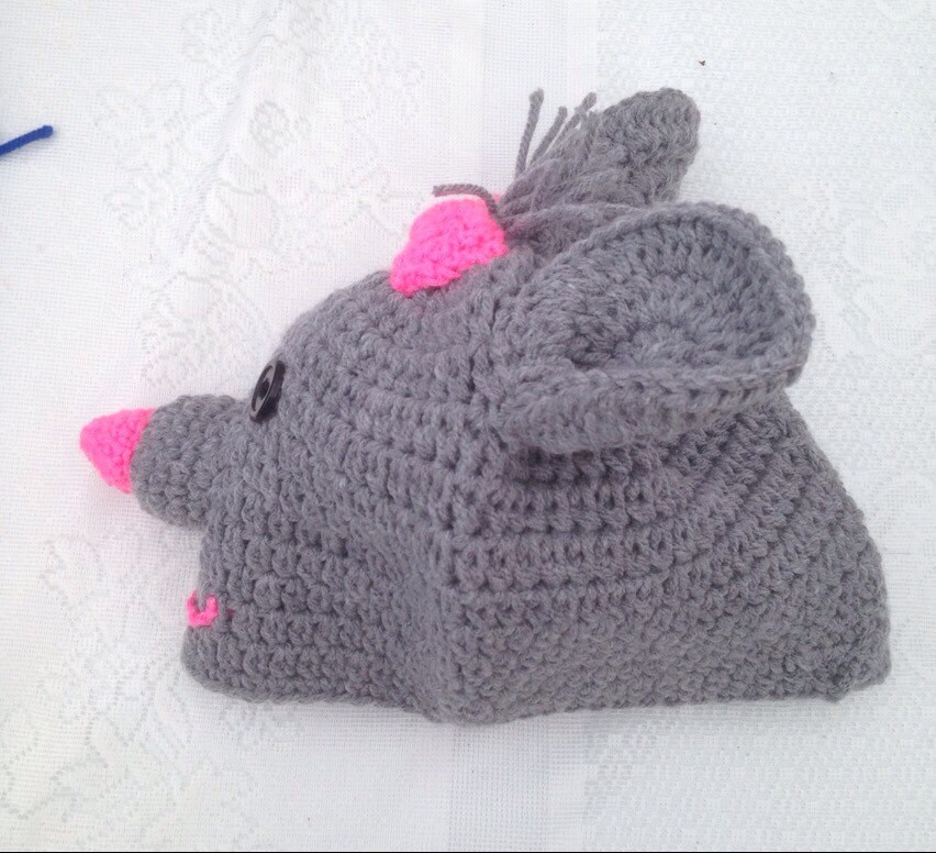 Mouse Hat - Girls Crochet Mouse Hat With Pink Bow - Kids Halloween ...