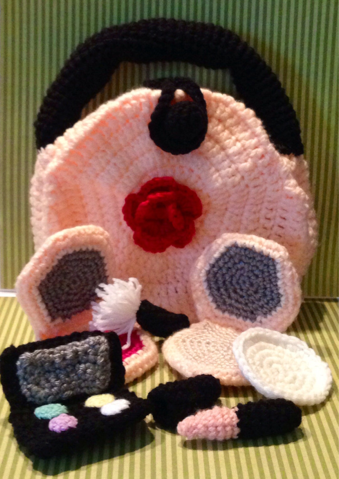 Crochet Makeup Set and Bag. Children's Play Makeup Kit Copy - Kids Gift ...