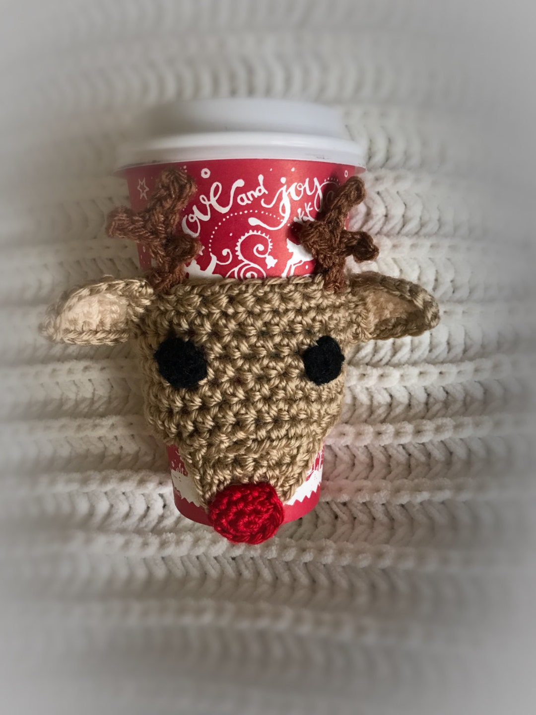 Rudolph Reindeer Coffee Cozy Christmas Reindeer Coffee Cup - Etsy UK
