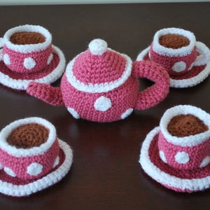 Crochet Tea Set - 9 Piece Children's Play Tea Set - You Choose the ...