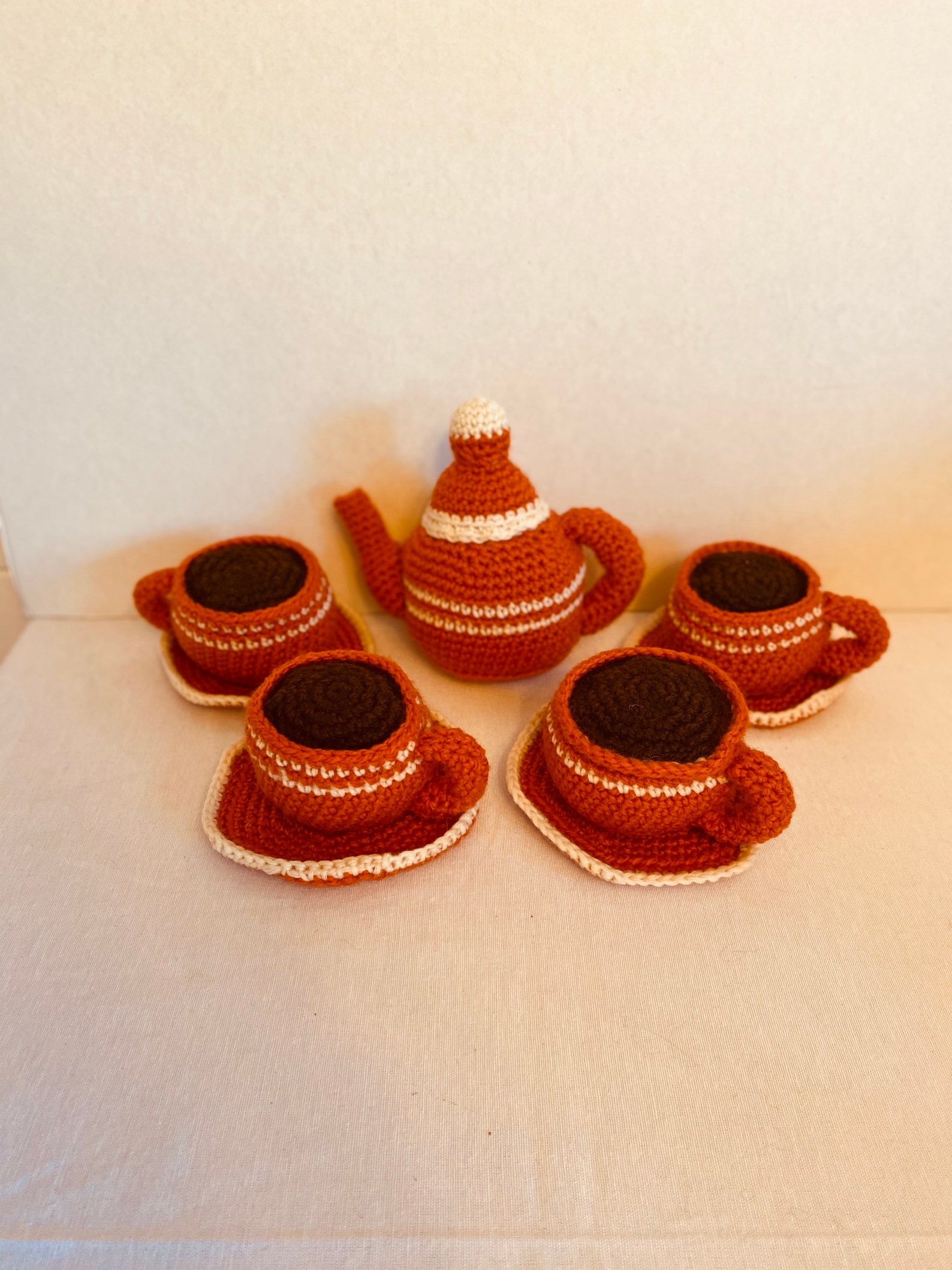 Crochet Tea Set - 9 Piece Children's Play Tea Set - You Choose the ...