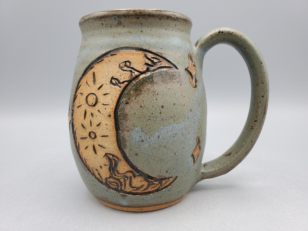 Crescent Moon Mug 16 Oz Moon and Stars Kitchen Witch Mug Unique Coffee ...