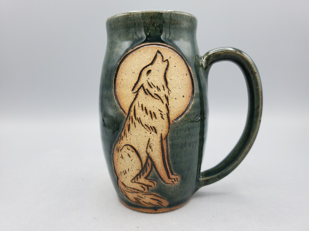 Howling Wolf Mug 16 Oz Nature Lover Gift Handmade Coffee Mug Animal Mug ...