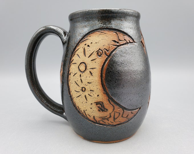 Crescent Moon Mug 16 Oz Moon and Stars Kitchen Witch Mug Unique Coffee ...