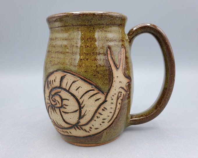 Snail Mug 16 Oz Nature Lover Gift Handmade Stoneware Coffee Mug Tea ...